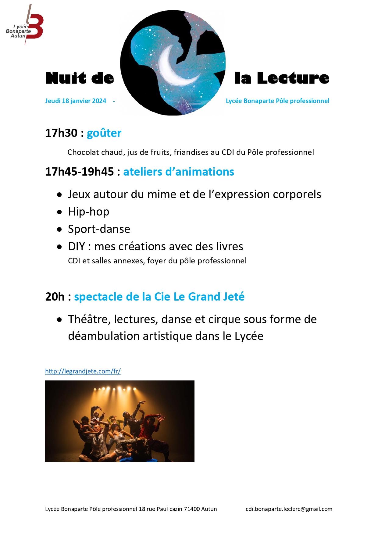 Nuit de la Lecture : le corps en mouvement au Lycée Bonaparte ! | Les ...